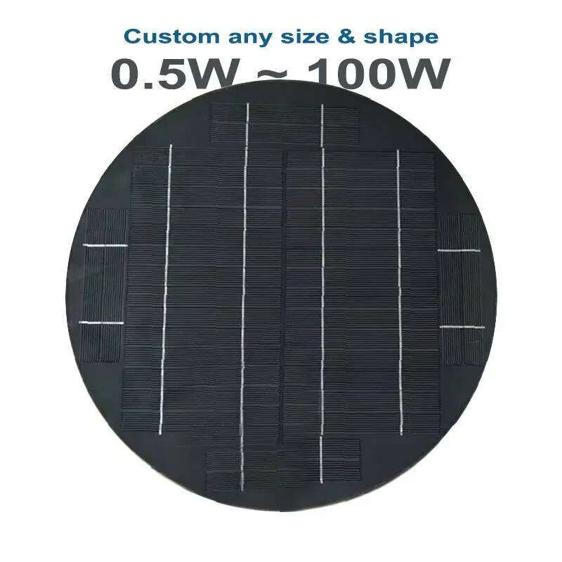 Custom Shape 1W 5W 10W 20W Small Round Solar Panel 12V Mini Solar Panel ...