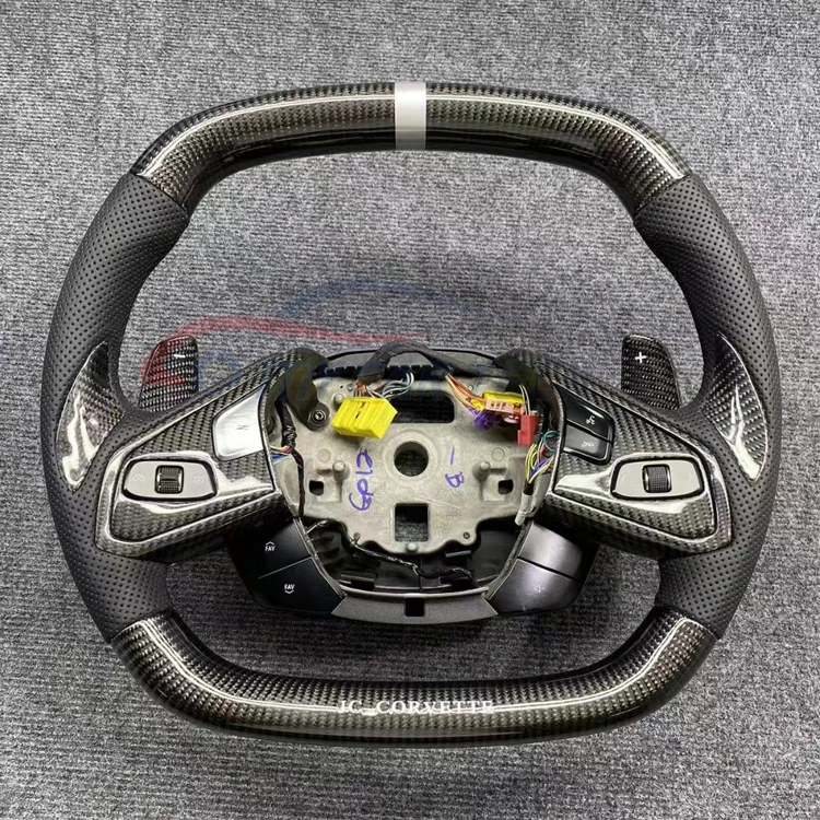 For Chevrolet Corvette C8 Carbon Fiber Leather Steering Wheel Chevy ...