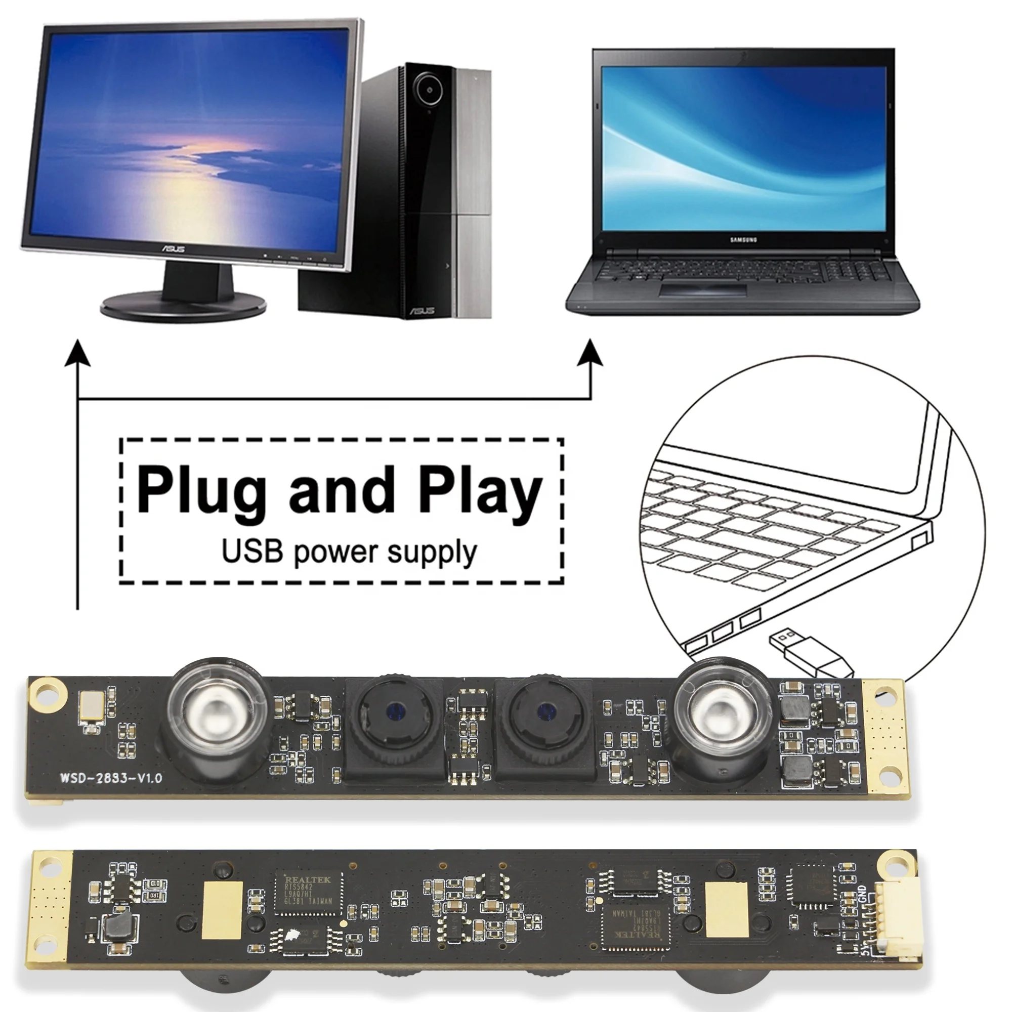 OEM WDR UVC HD 2MP + 2MP RGB Iris 3D Face Recognition Camera