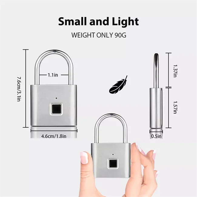Tuya Smart Fingerprint Padlock Zinc Alloy Smart Biometric Thumbprint Door Padlocks Usb ...