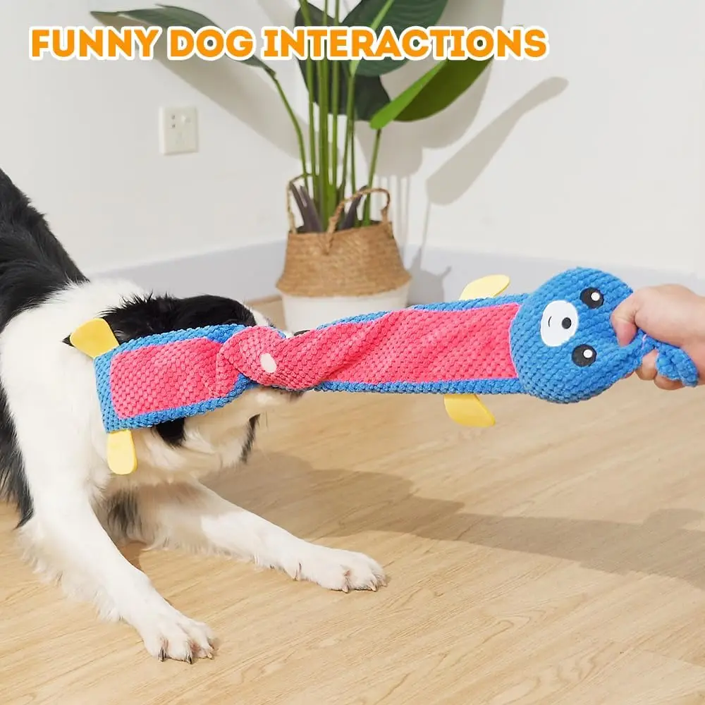 Interactive Tug Treat Dispenser Plush Dog Toys Durable Blue Rabbit ...