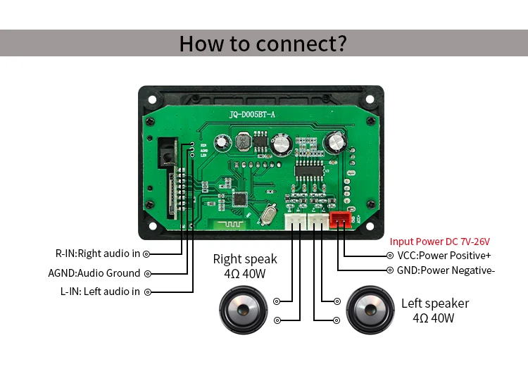 2X40W Bluetooth MP3 Player Power Amplifier Module Speaker