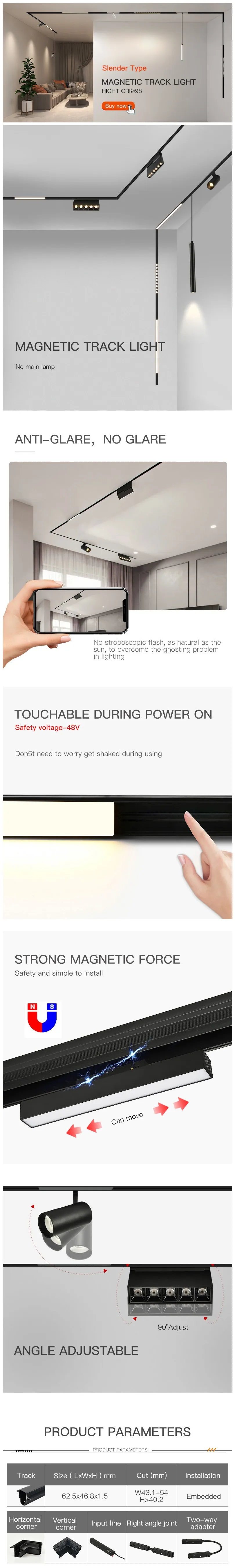 Magnetic Track Light 48v Ceiling Surface Mount Low Hanging Magnetic ...