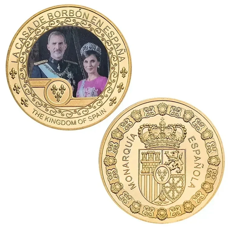 Metal Commemorative Collection Spanish Crown Family Gold Plated Coin to Buy