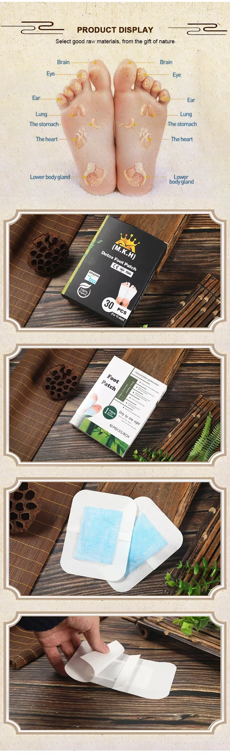 10 Pcs Per Box Cleansing Feet Foot Pads Ginger Salt Foot Patch Kinoki ...