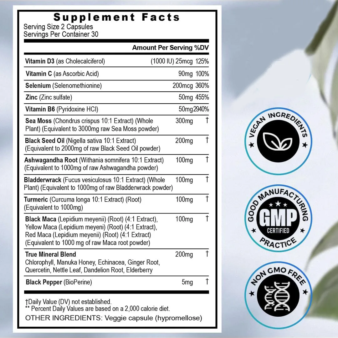 Quality Irish Sea Moss Capsules Wildcrafted Sea Moss Capsules With ...