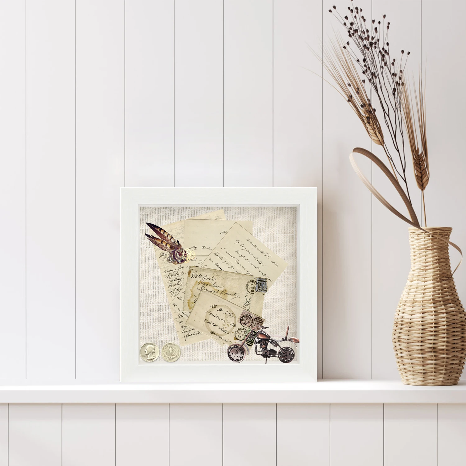 8x8 Shadow Boxes Display Cases With Linen Back Wood Memory Box For ...