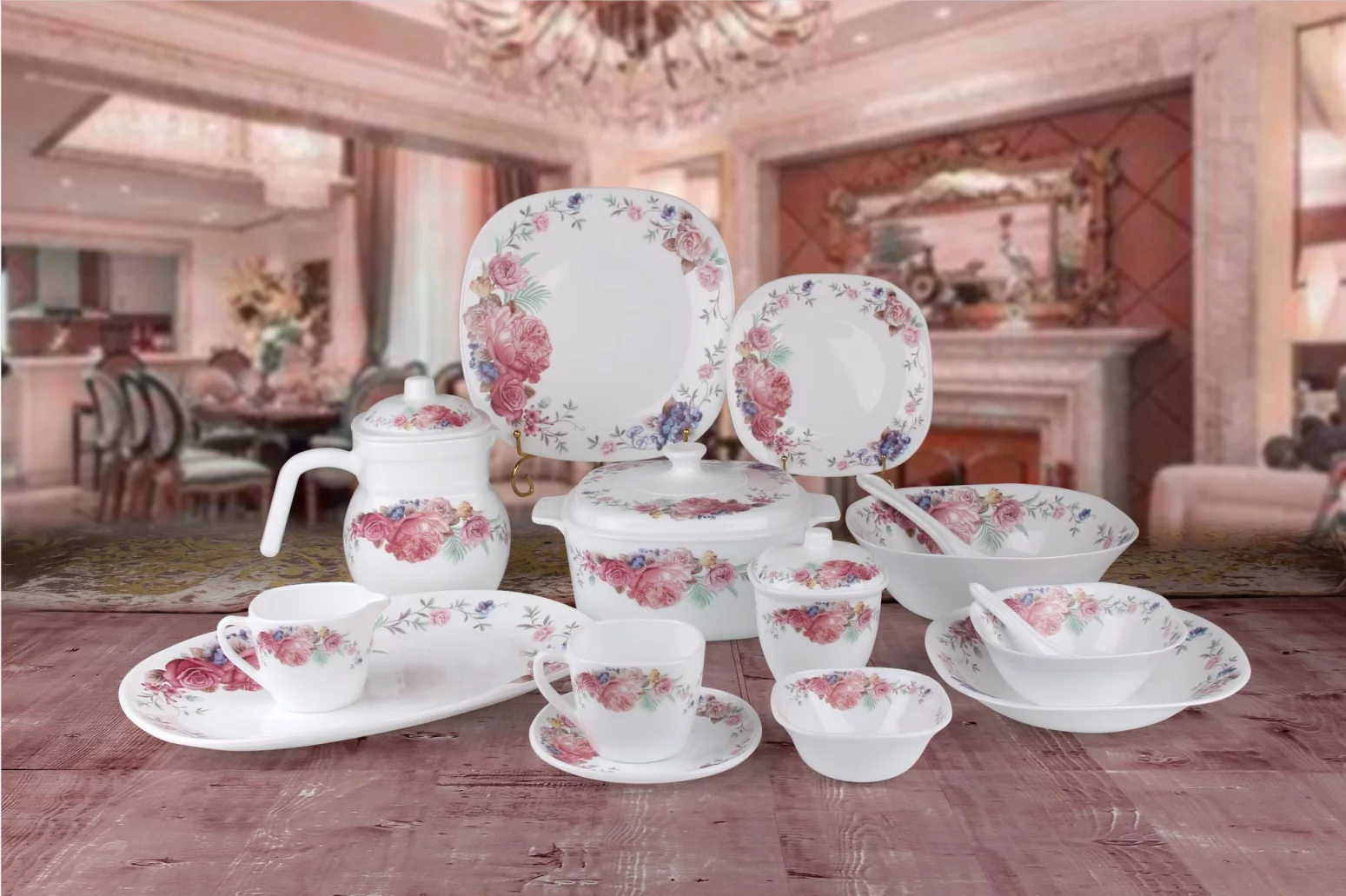 Opal Glassware Square Dinner Set - 72PCS Eco-Friendly Tableware for ...