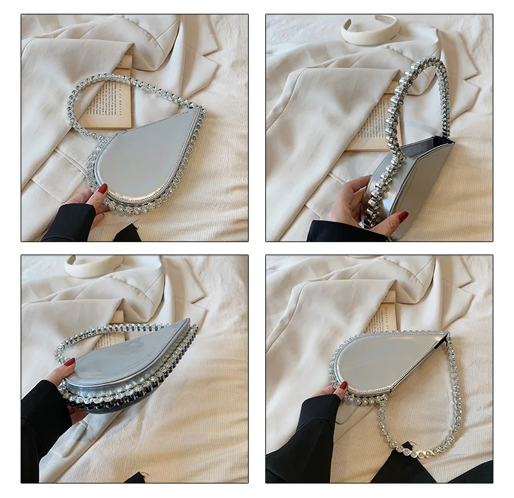 Fashion Heart Shaped Hand Bags Rhinestone Clutch Bags Purse Diamond ...