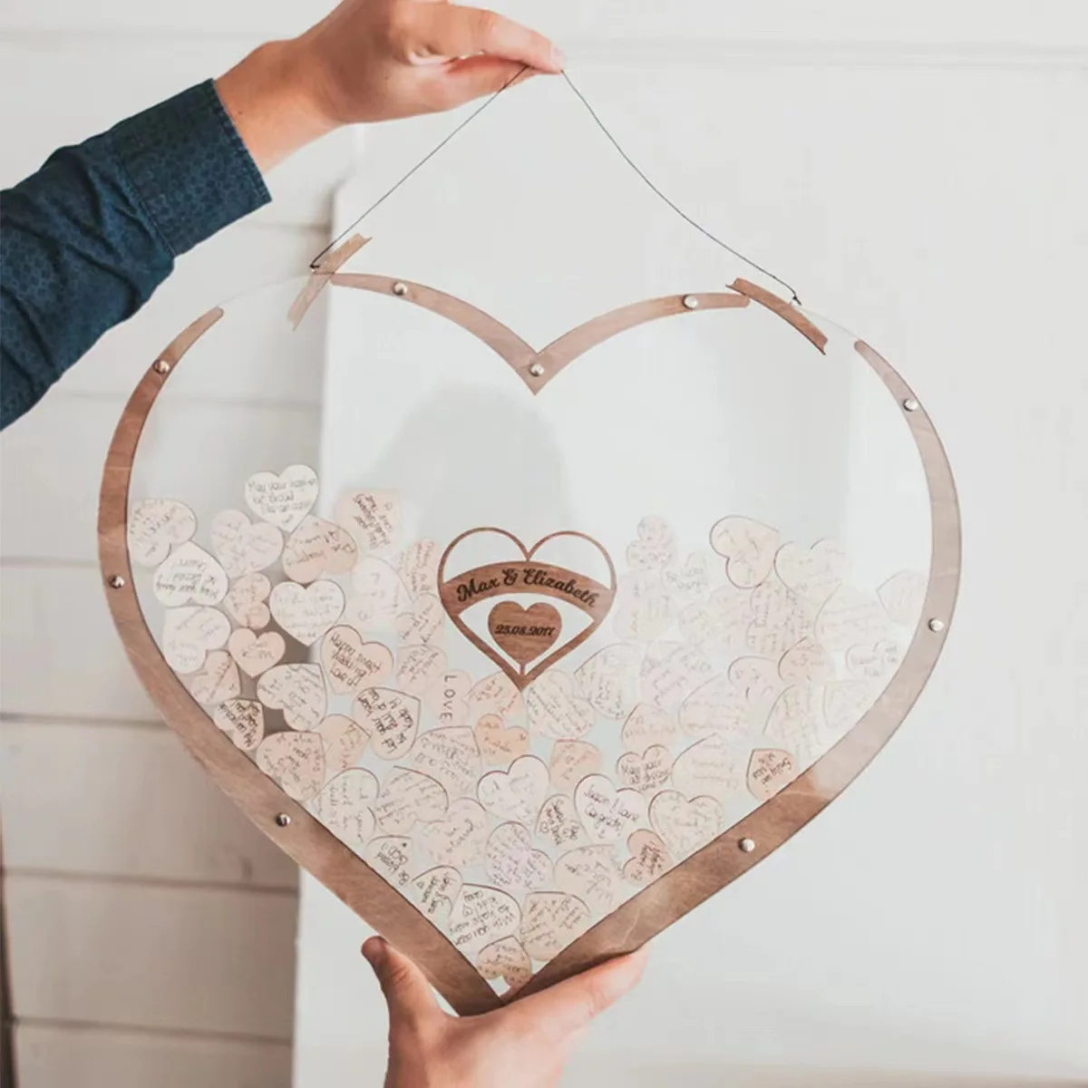 Wooden Heart Wedding Guest Message Drop Box - Romantic Gift
