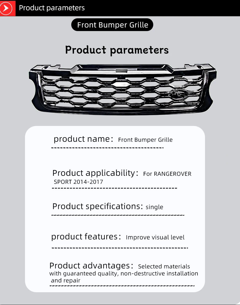 Front Bumper Grille For Land Rover Range Rover Sport 2014-2017 Car ...