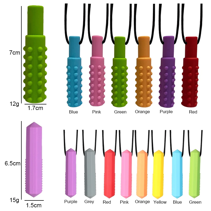Adhd Boys Silicone Peace Sensory Teething Block Chew Necklace Brick Set ...
