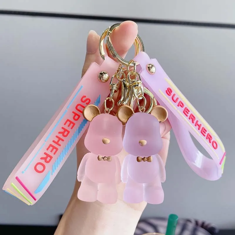 Transparent Crystal Bow Tie Bear Keychains Girl Heart Bag Pendant Gift ...