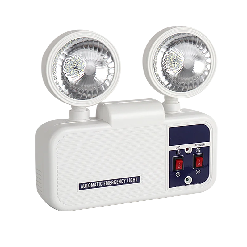Portable 2x3w Led Emergency Light With Two Spot Adjustable Heads Fire Exit Sign Lithium Battery ...