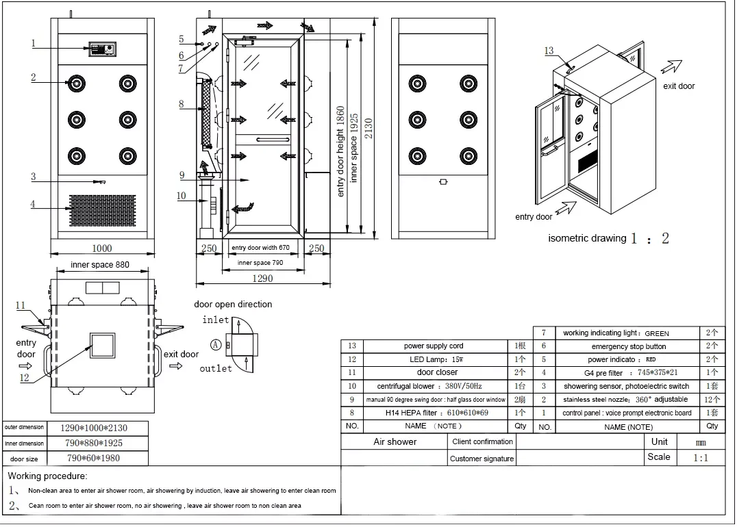 Stainless Steel Air Shower Chamber - High Efficiency