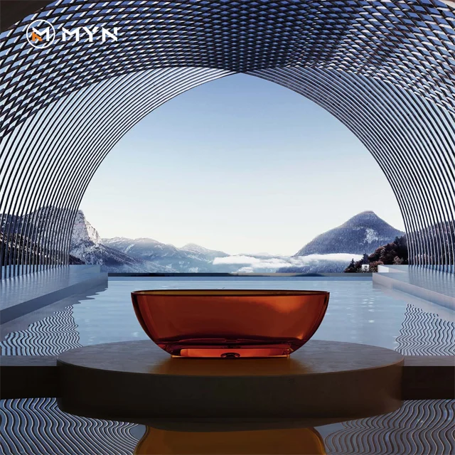 Solid Surface Translucent Treasure Transparent Resin Bathtub Soaking ...