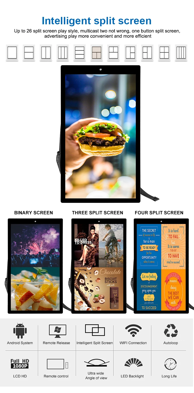 Portable Advertising Lcd High Brightness Touch Screen Advertising ...