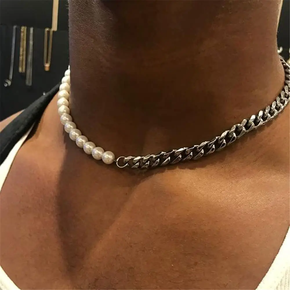 Mens half pearl necklace store
