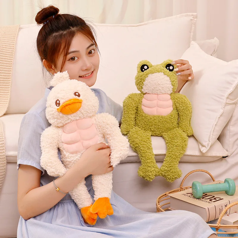 Funny Muscle Frog Plush Toy Kawaii Soft Strong Duck Frog Doll Cute ...