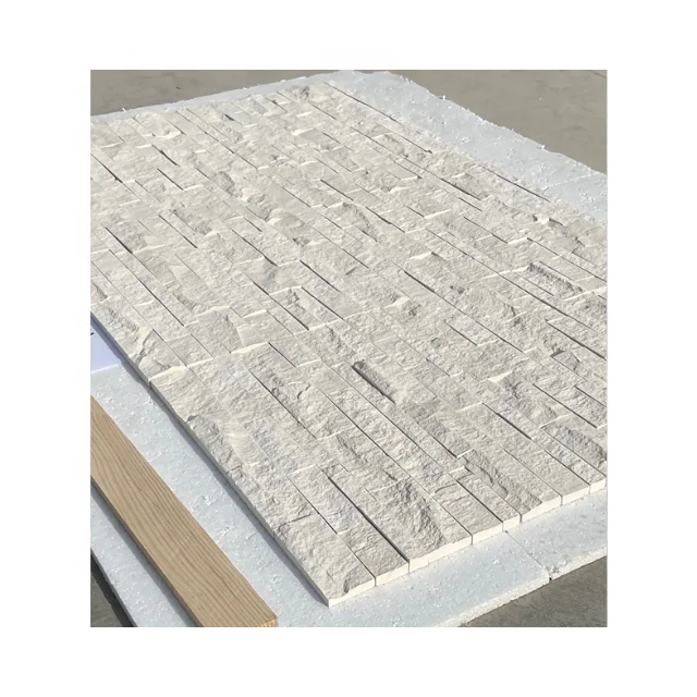 Lymra Limestone White Split Face Ledger Panel Wall Fireplace Decorative ...