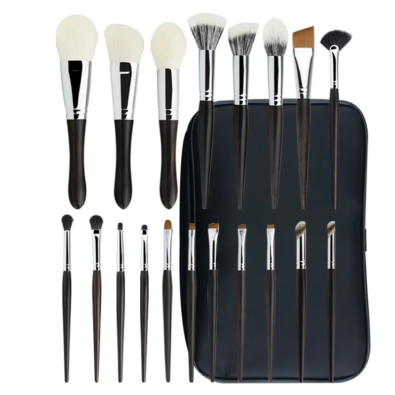 5/19pcs Professional Ebony Handle Natural Hair Makeup Brushes Xgf Goat ...
