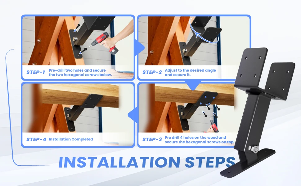 Pergola Roof Riser,90 Degree Adjustable Saddle Roof Post And Beam ...