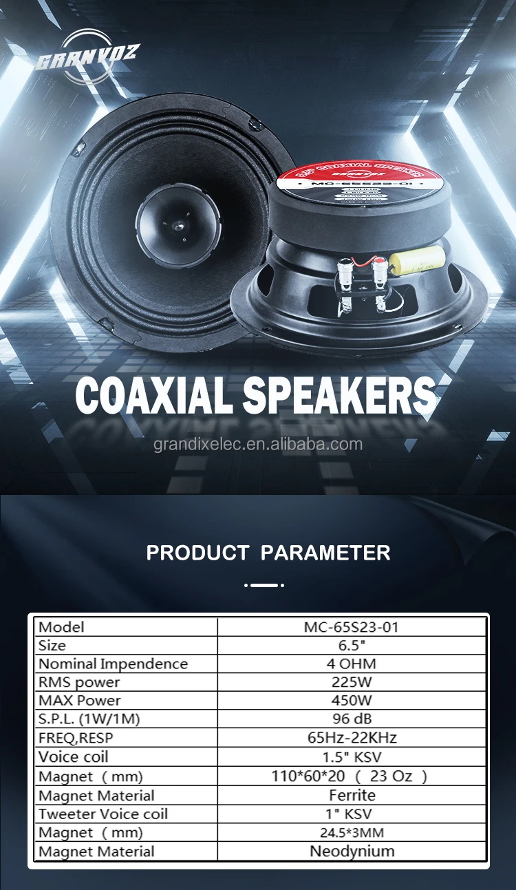 6.5 Inch Car Speaker Universal Automotive Stereo Coaxial Speaker 2 Way ...