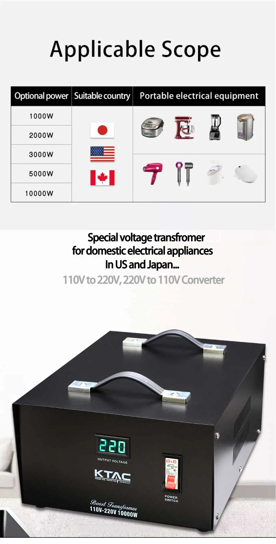 Step Up Transformer 110v To 220v 10000w 5000w 3000w 2000w 1000w - Buy ...