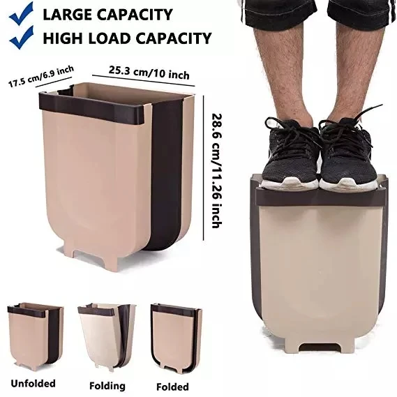 Collapsible Trash Bin Small Compact Garbage Can Attached to Cabinet ...