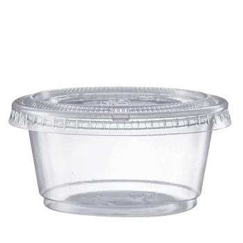 Plastic 1oz 2oz 3oz Sauce Container With Lid Disposable Clear Sauce ...