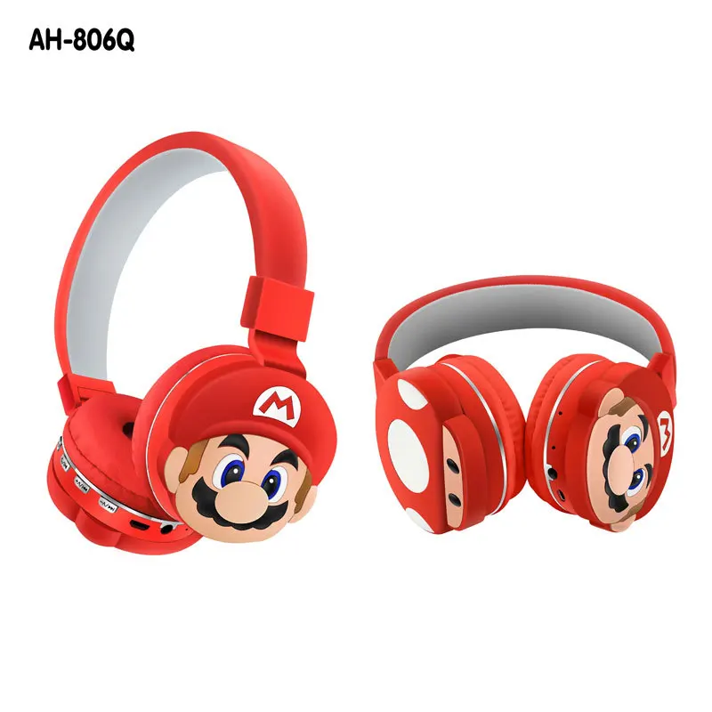 2023 Cute Cartoon Mario Headset Cute Style Stereo Headphones Children's ...