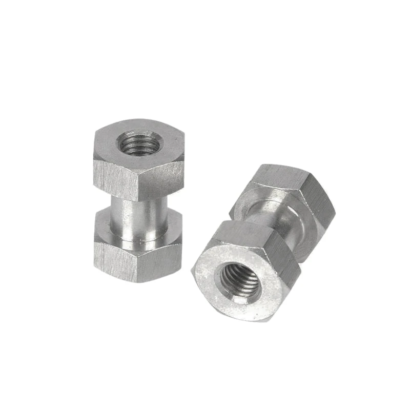 Stainless Steel Chamfered Grooved Hexagonal Female Thread Stud Hex ...
