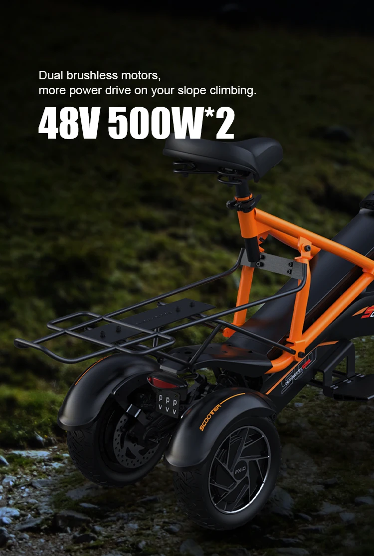Electric Scooter with Rear Suspension - 3 Wheels Folding