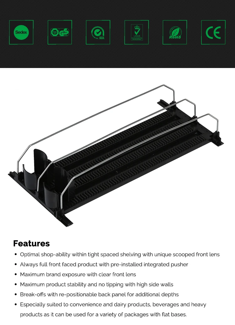 Adjustable Spring Loaded Shelf Drink Pusher For Fridges - Buy Roller ...