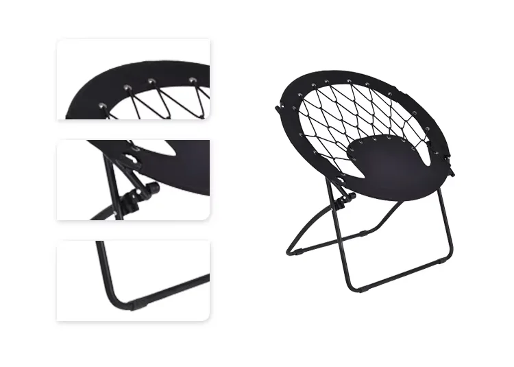 Folding Round Bungee Chair Steel Frame Outdoor Camping Hiking Garden ...