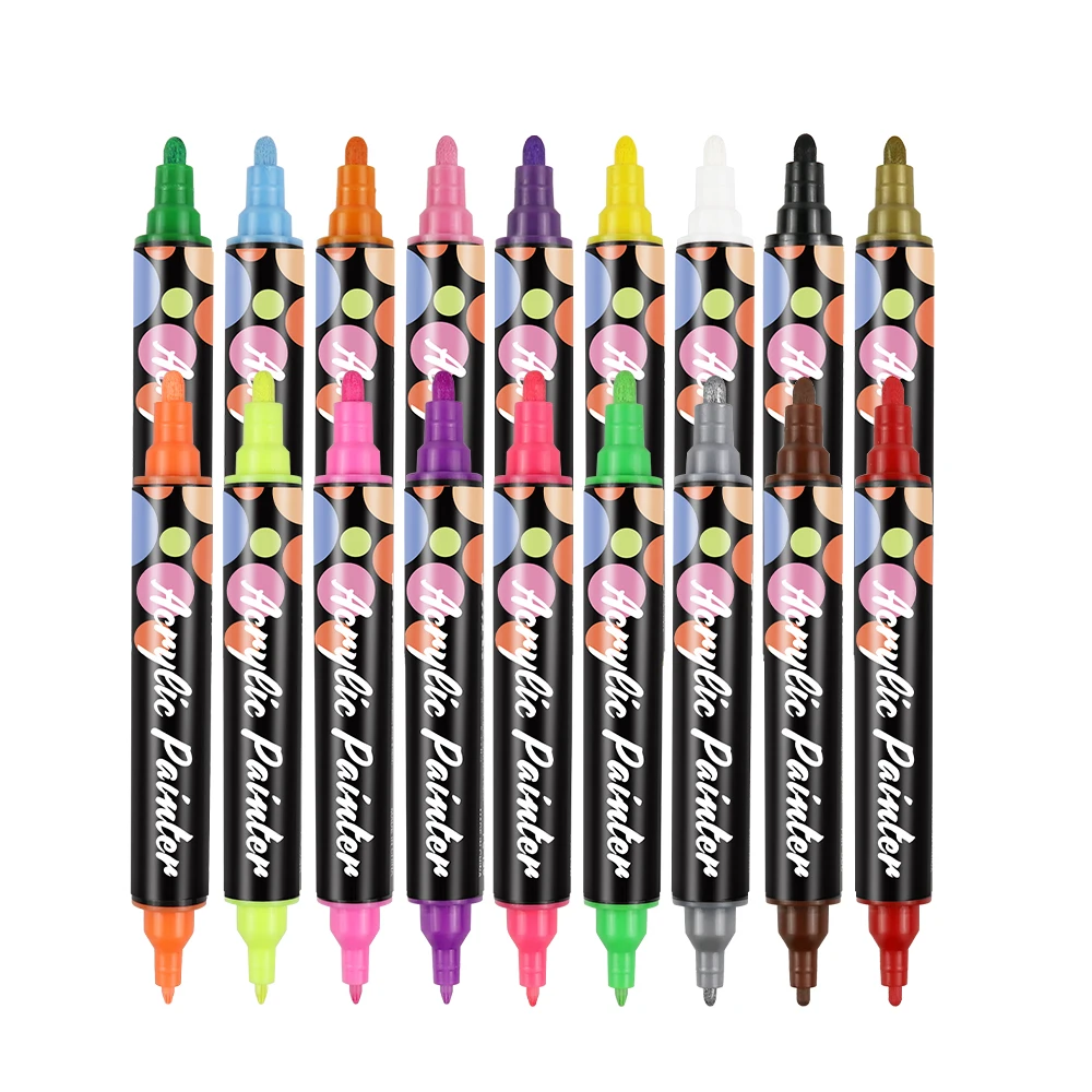 Erasable 12 Pack 6mm Dual Tip Acrylic Paint Pen Water-based Permanent ...