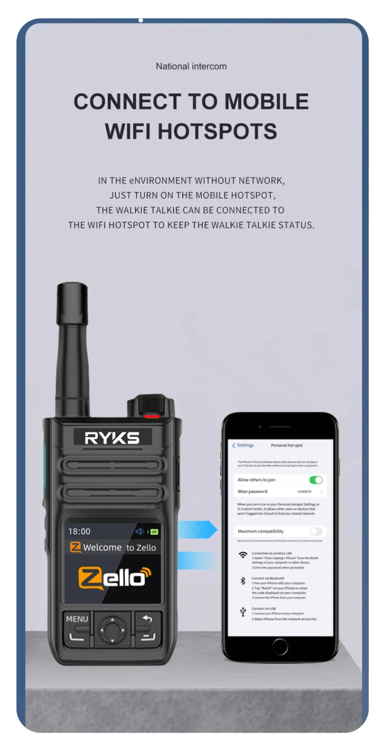 Android 4G Network Radio LTE/WCDMA/GSM POC Walkie Talkie Compatible ...