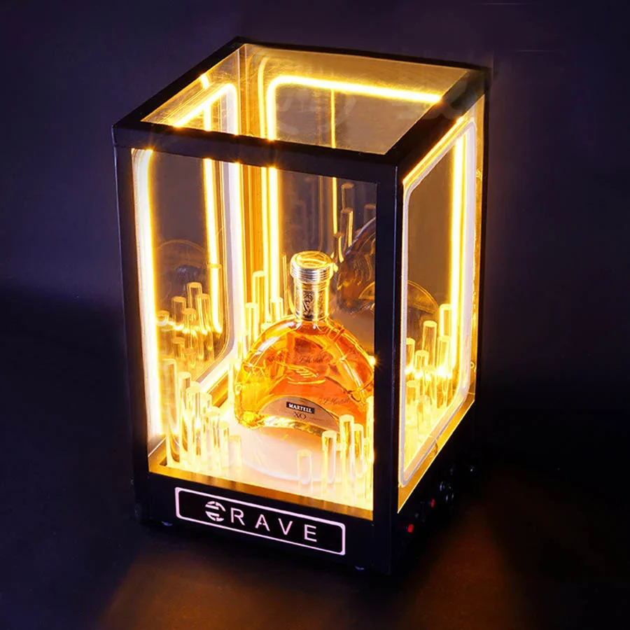 Glow Rotating Champagne Cage Bottle Glorifier Wine Box Display Rack VIP ...