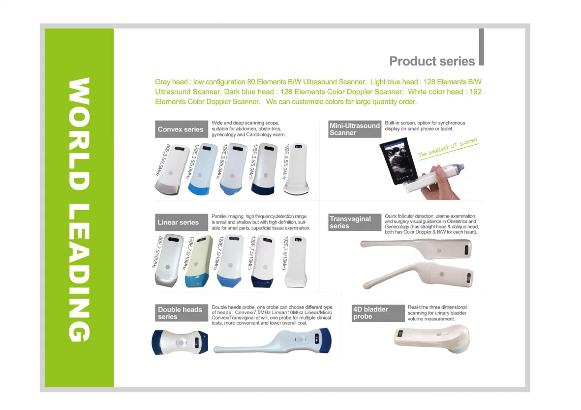 Double Probes Wireless Color Doppler Ultrasound Scanner