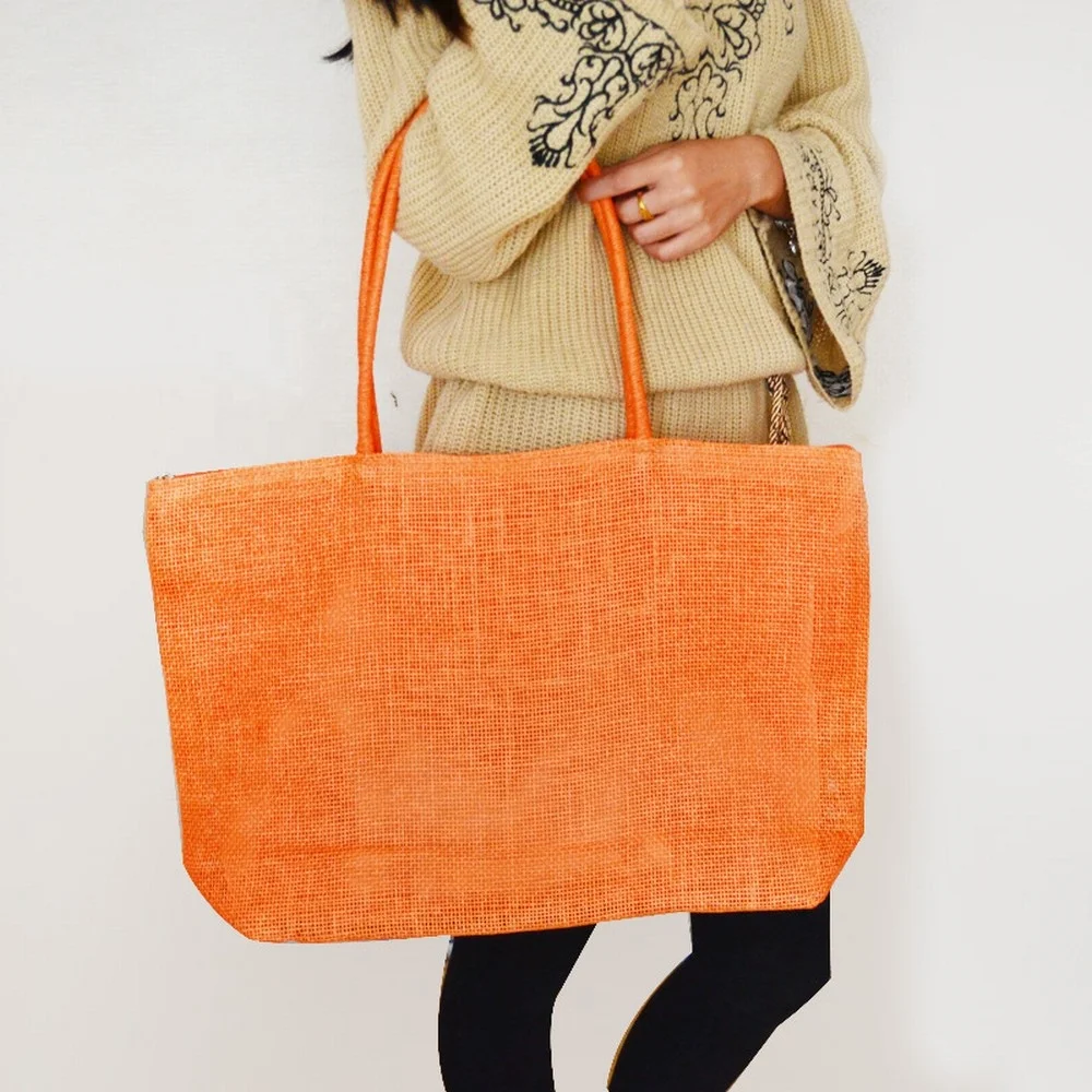 Orange Square Cute Lady Straw Bag Large Capacity Holiday Beach Bags ...