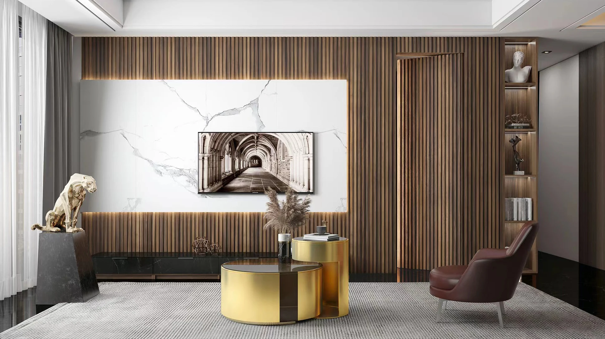 Modern Design Invisible Door Without Frame Oak Matte Painted