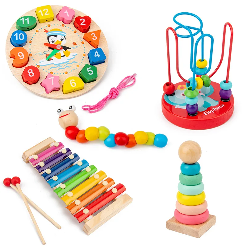 Cartoon Animal Bead Figure Math Matching Puzzles Clock Musical ...