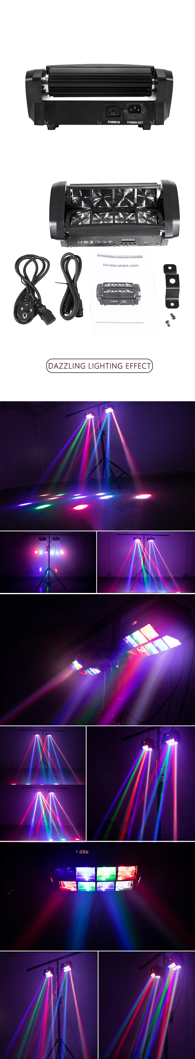 Mini Led Spider Light 8x3w Rgbw Strip Beam Shaking Head Light Suitable ...