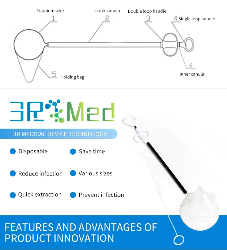 Disposable Retrieval Endoscopic Laparoscopic Device Manual Power Steel ...