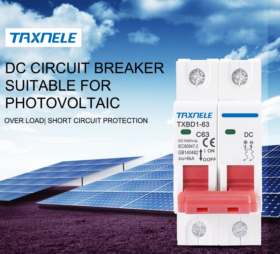 2P DC 1000V Solar Mini Circuit Breaker Battery Switch