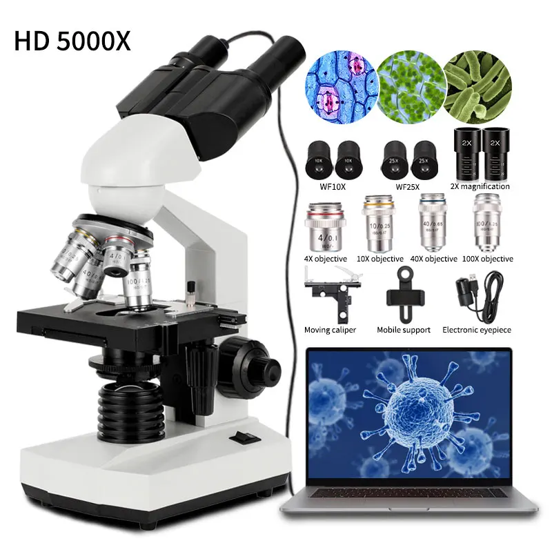 5000x Hd Optics Biological Medical Binocular Microscope For Electronic ...