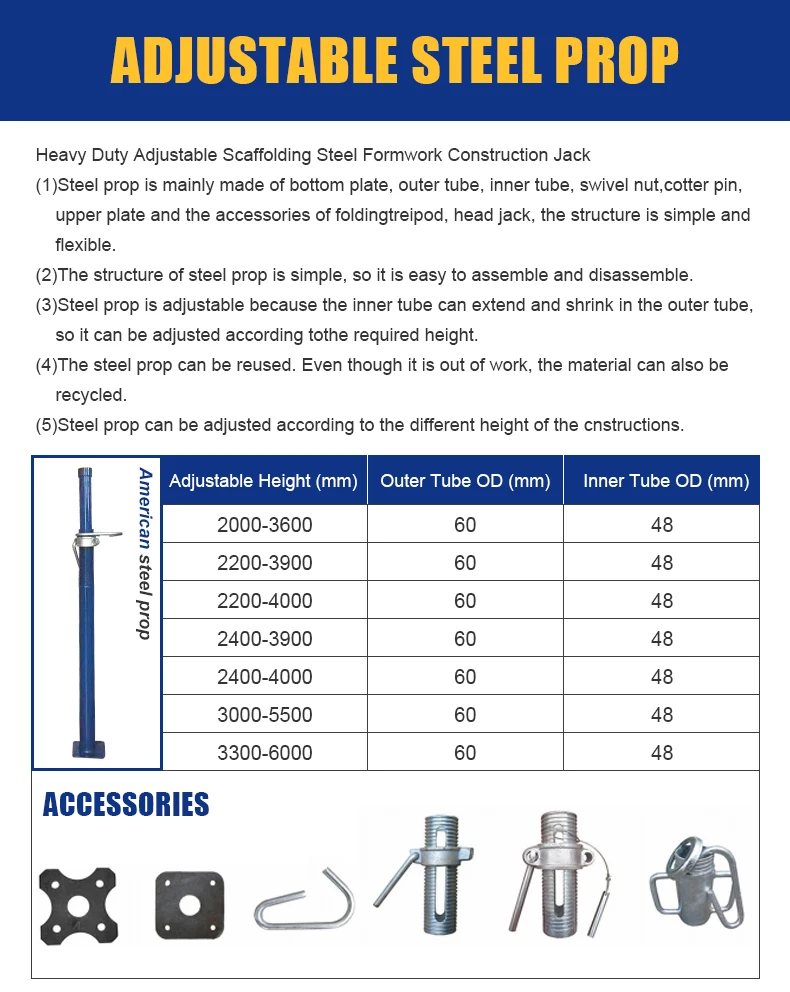 Steel Form Work Adjustment Shoring Scaffolding Post for Sale