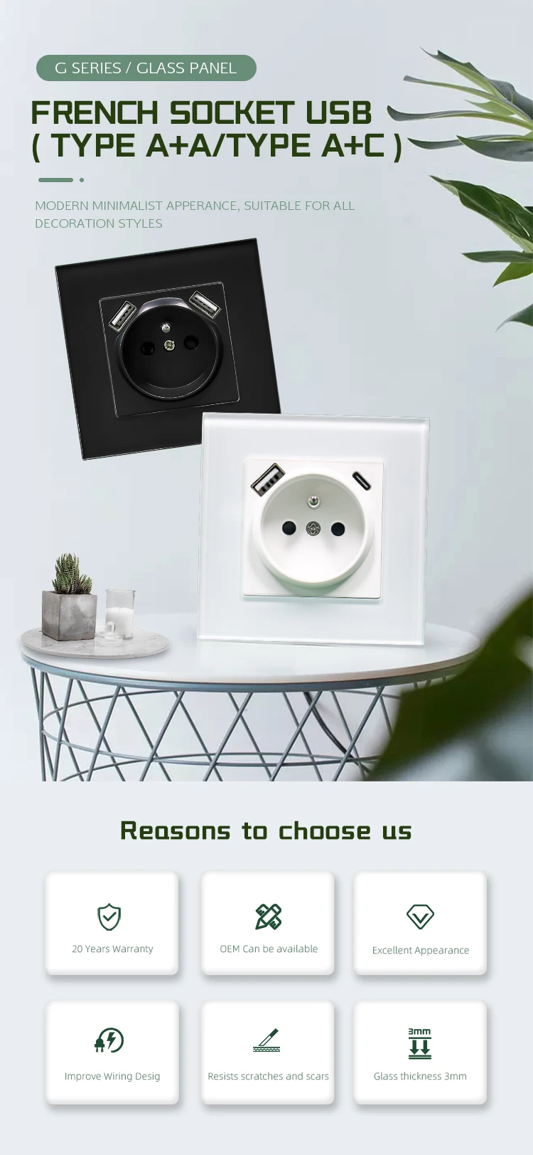 2.1a Type-a Type-c Usb Ports Fast Charging Dual Usb Socket With 220v ...