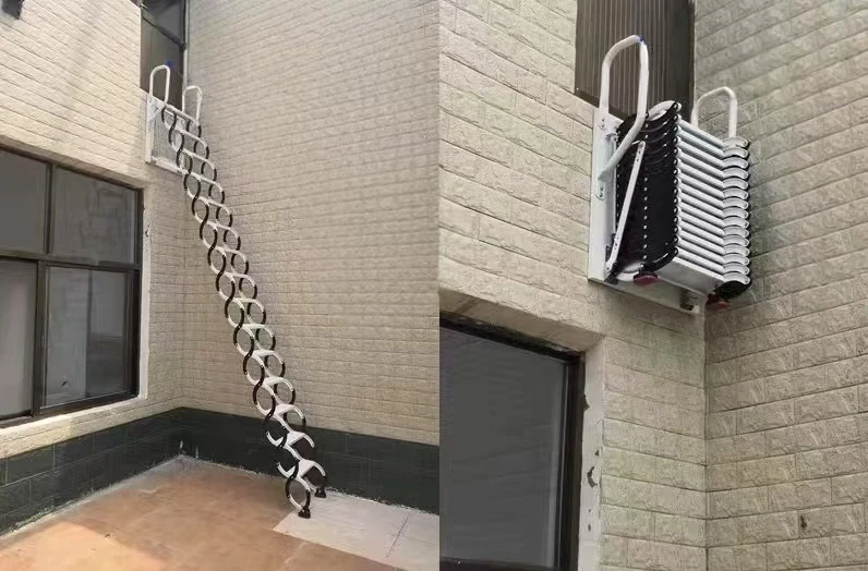 Wall-Mounted Folding Stairs Folding Loft Staircase with Handrails ...