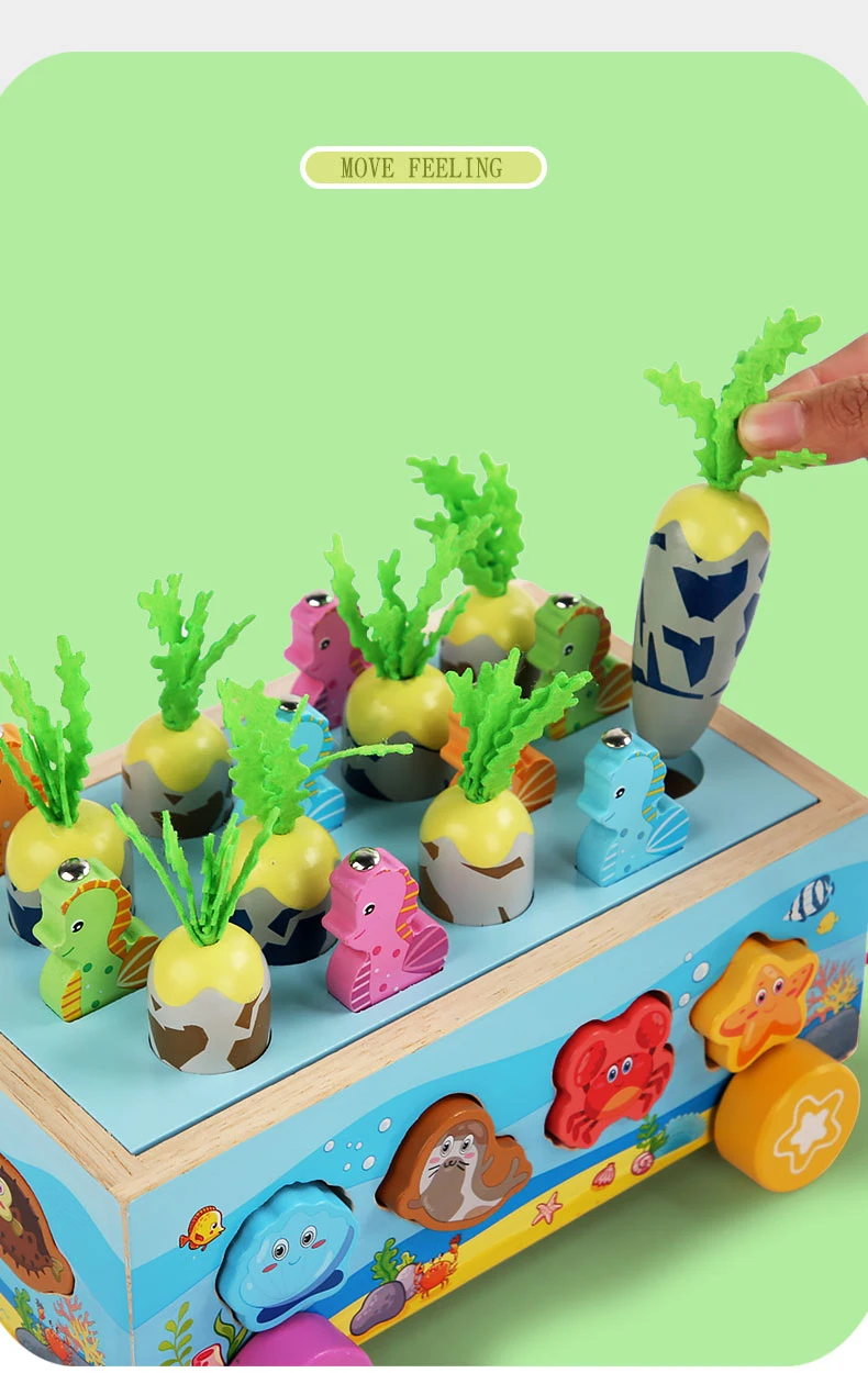 Montessori Colorful Wooden Multifunctional Animal Shape Cart ...